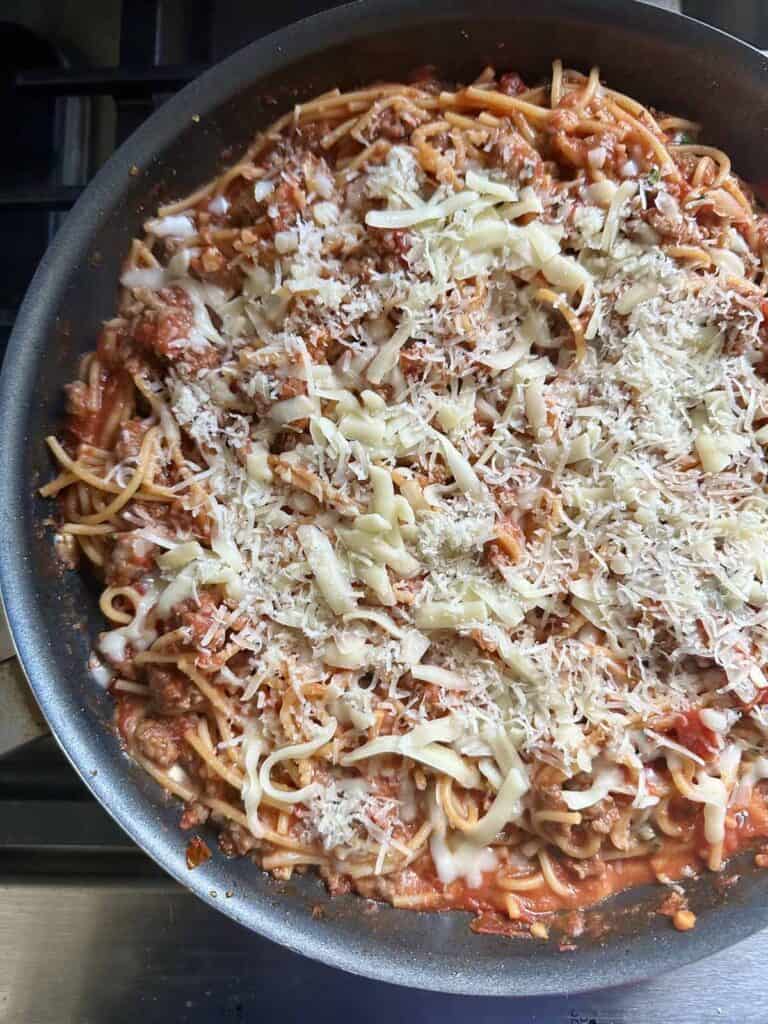 Skillet Spaghetti with Meat Sauce - The Galley Gourmet